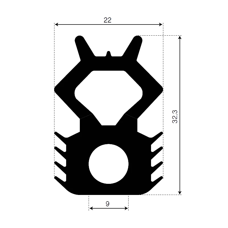 Container Profile for Sealing Containers - Black EPDM.